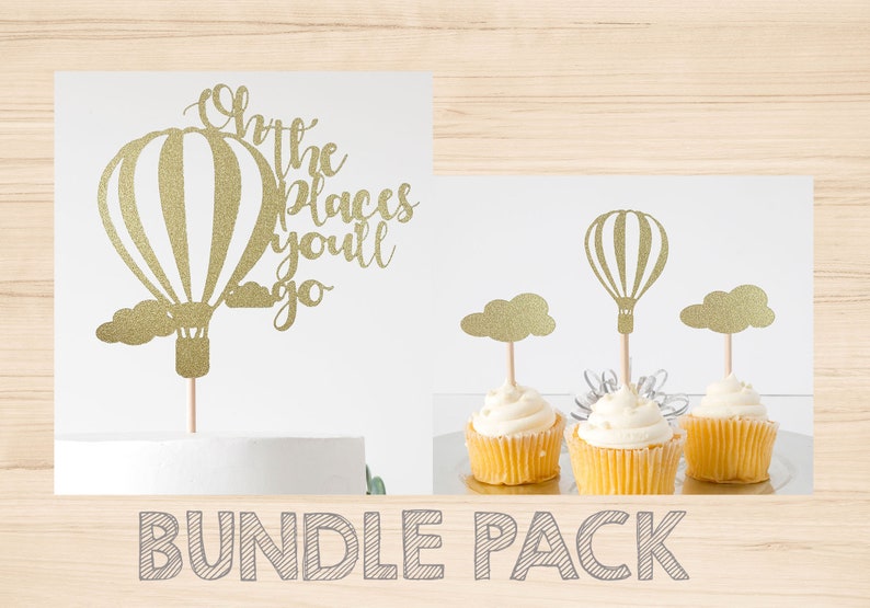 BUNDLE PACK Oh the Places You'll Go + Hot Air Balloon Clouds Cupcake ...