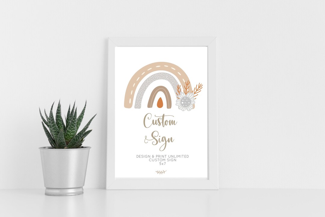 Editable Boho Rainbow Custom Sign Unlimited Text Template Baby Shower ...
