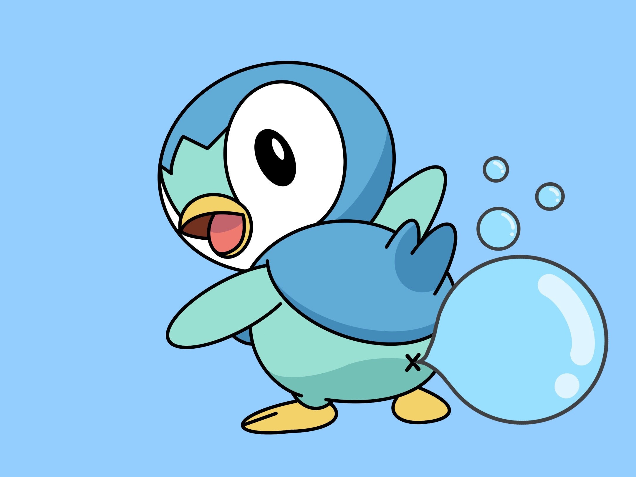 Piplup Bubbles Stickers: Cute Stickers Kawaii Stickers Anime - Etsy