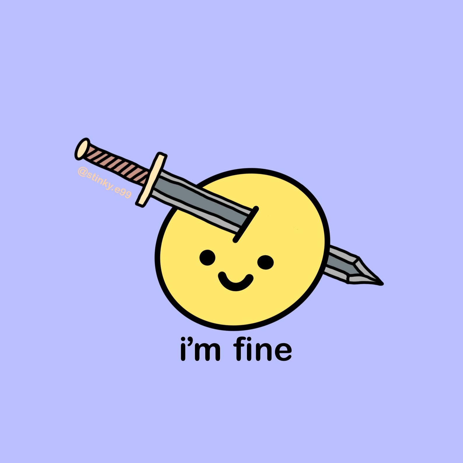 I’m Fine Smiley Face/ Happy Face Sword Sticker: Cute Stickers, Kawaii ...