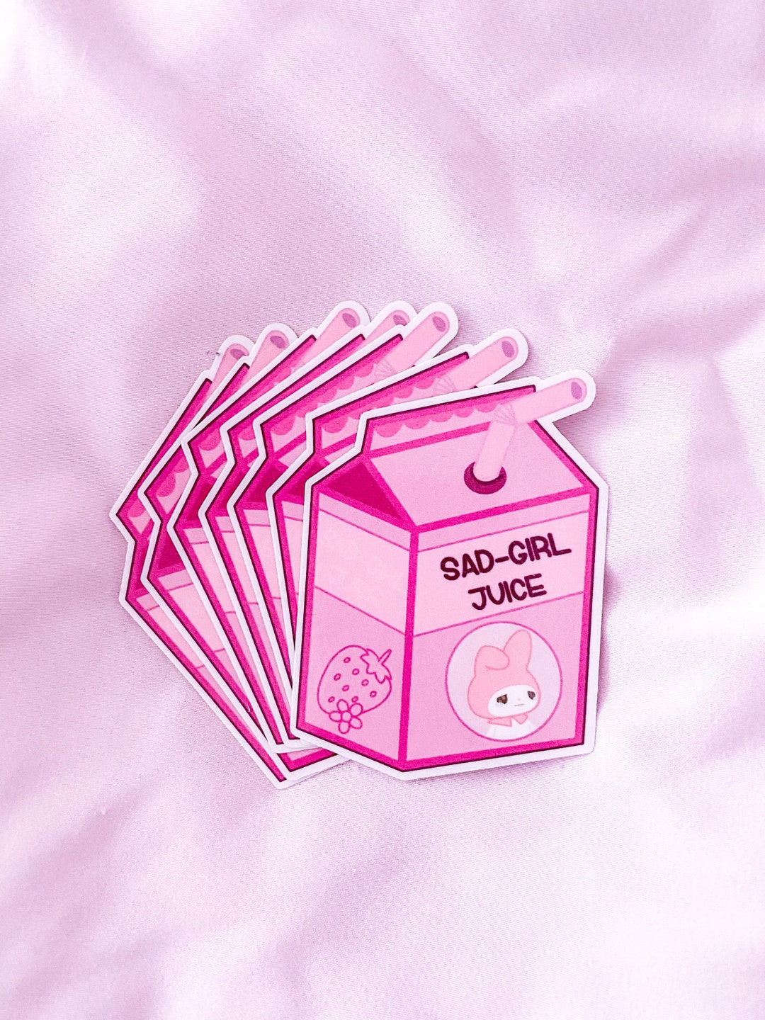 My-mel Sad Girl Juice Sticker: Pink Stickers, Kawaii Stickers, Anime ...