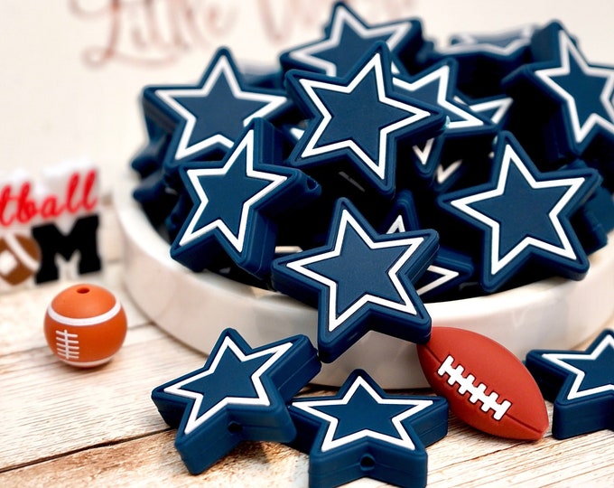 Blue Star Texas Star Dallas Silicone Focal Beads, DIY Pen, DIY Lanyard ...