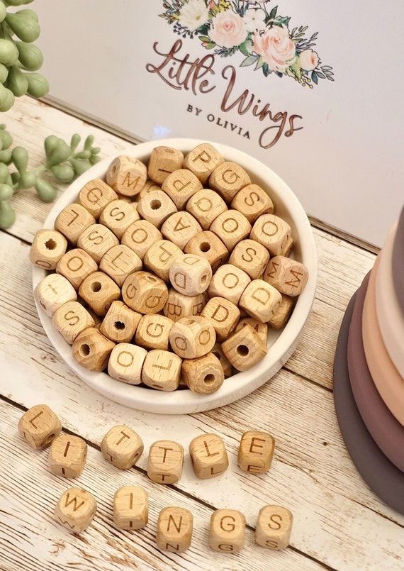 Beech Wood Letter Beads Squared 10pt Font and 12pt Font - Etsy