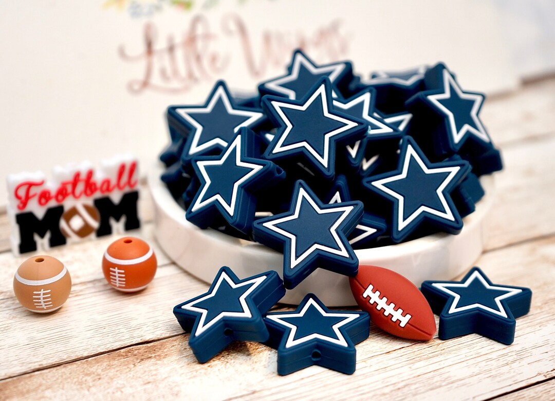 Blue Star Texas Star Dallas Silicone Focal Beads, DIY Pen, DIY Lanyard ...