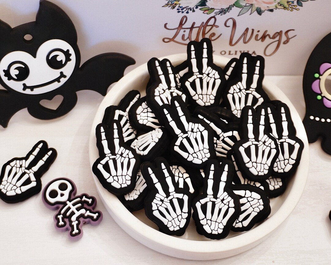 Skeleton Hand Double Sided Peace Silicone Bead Focal - Etsy