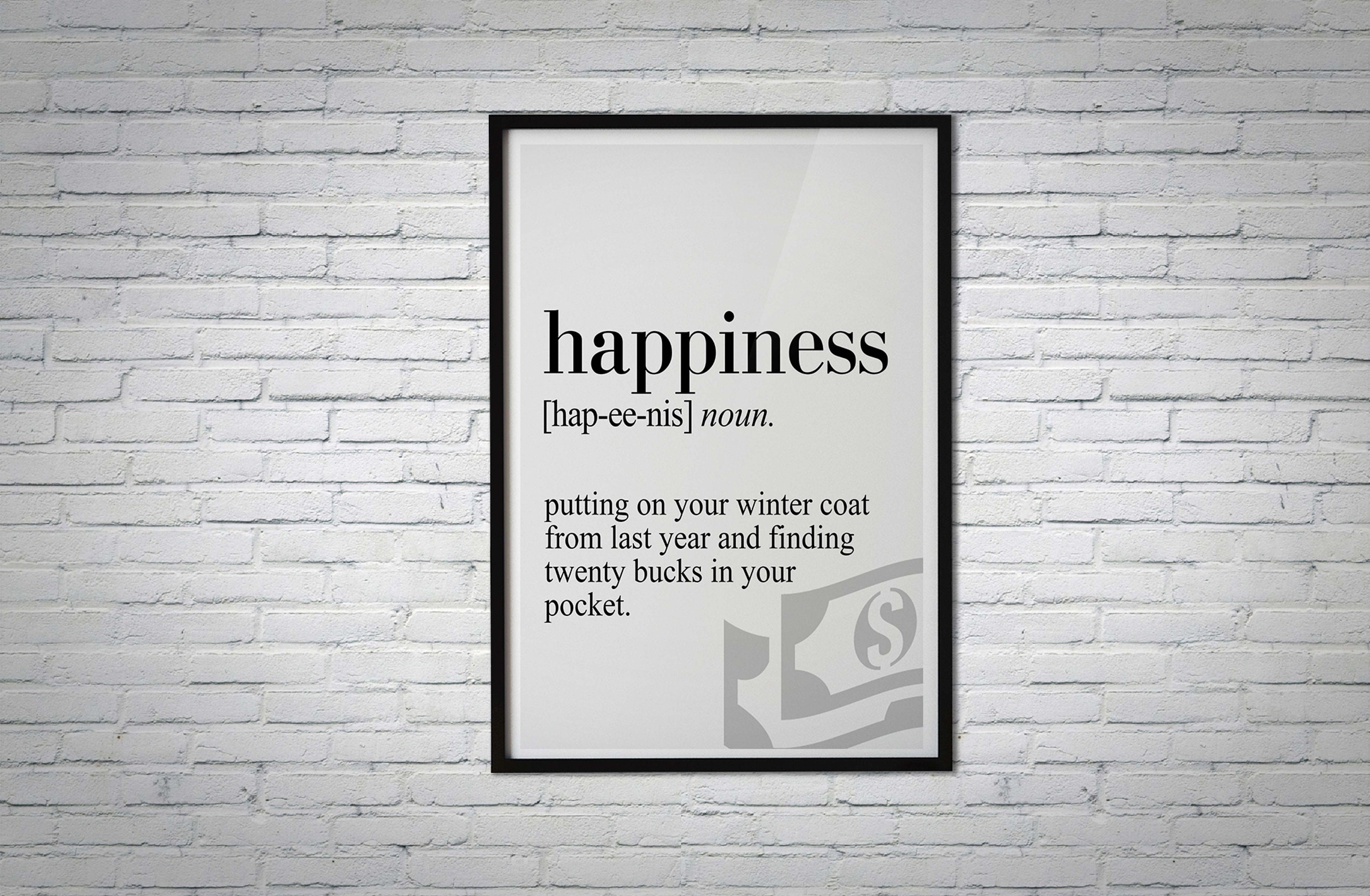 Happiness Definition Canvas Poster Dictionary Poster Poster Etsy UK