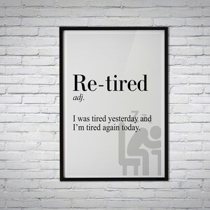 Re-tired Definition Canvas Poster Dictionary Poster Poster - Etsy