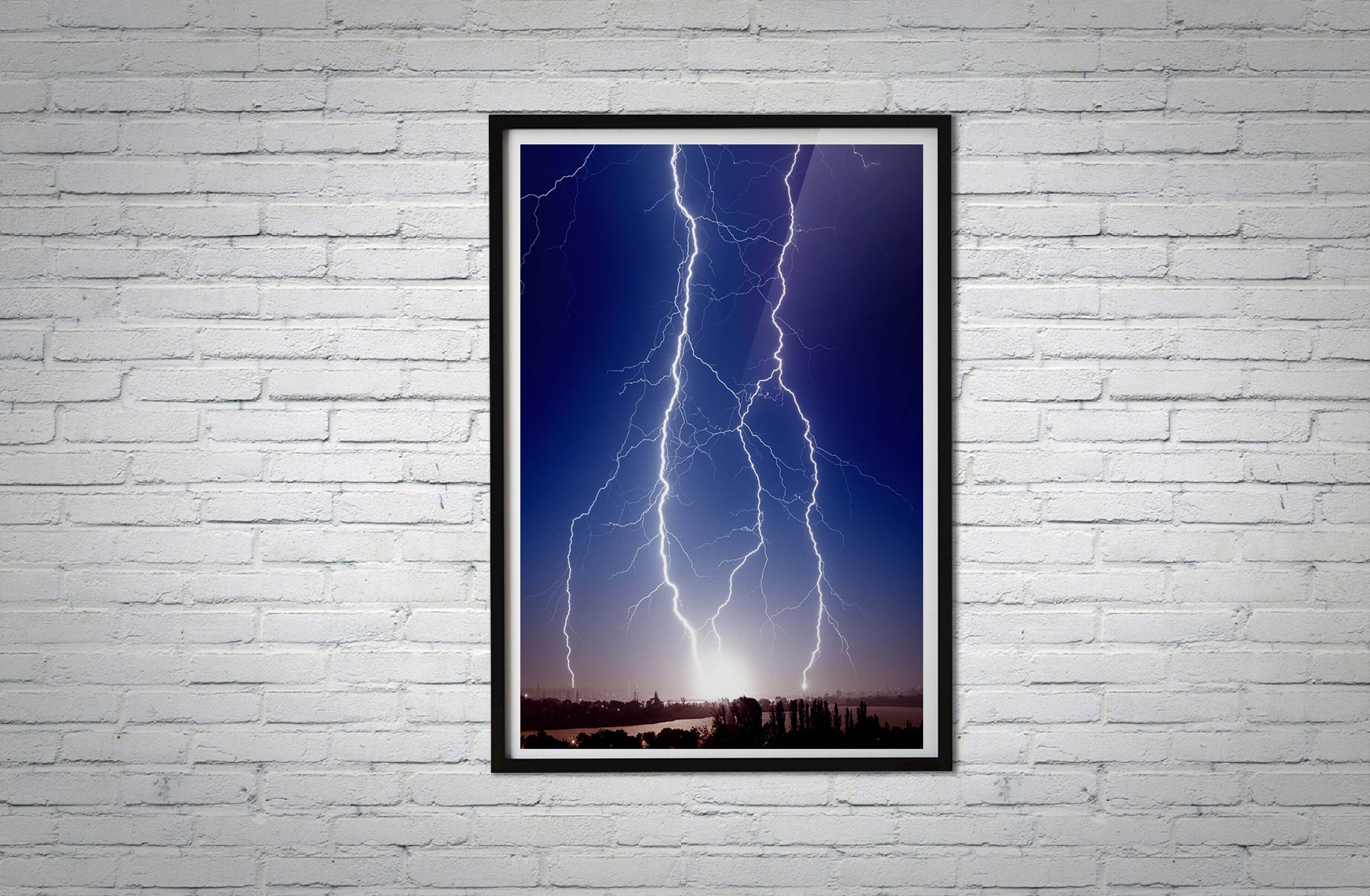 Blue Lightning Spark Lightning Strike Poster Poster Print | Etsy