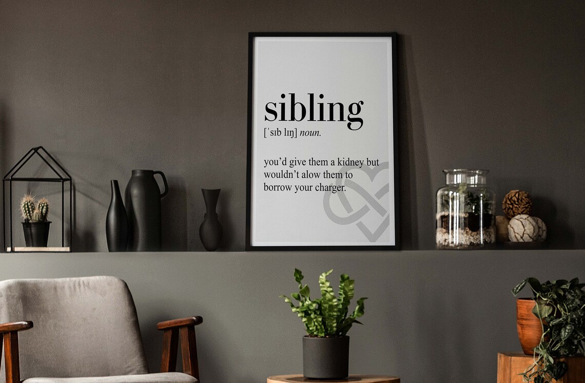 Sibling Definition Canvas Poster Dictionary Poster Poster | Etsy