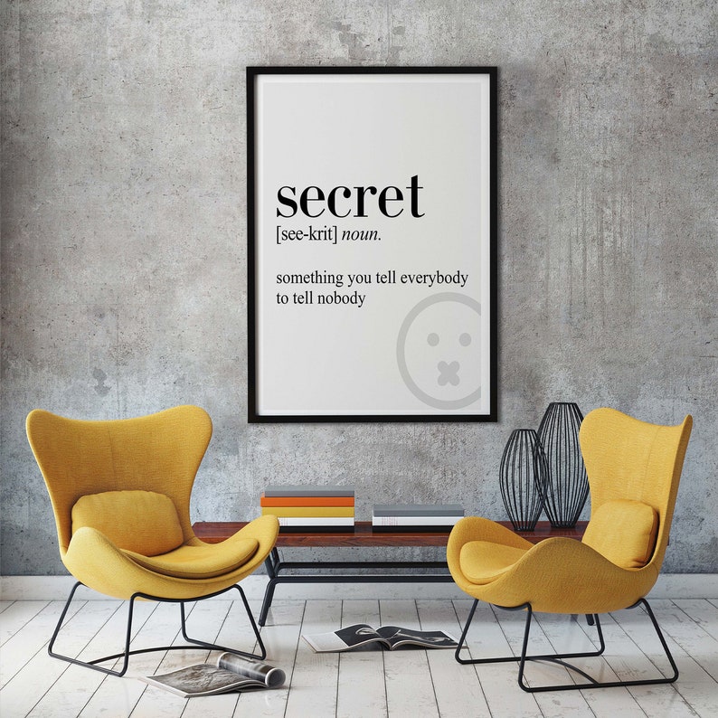 Secret Definition Canvas Poster Dictionary Poster Poster - Etsy