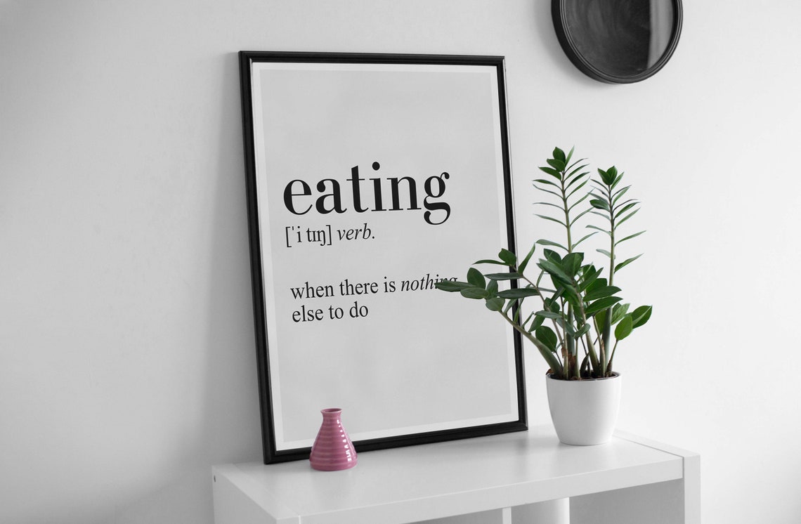 Eating Definition Canvas Poster Dictionary Definition Poster Etsy