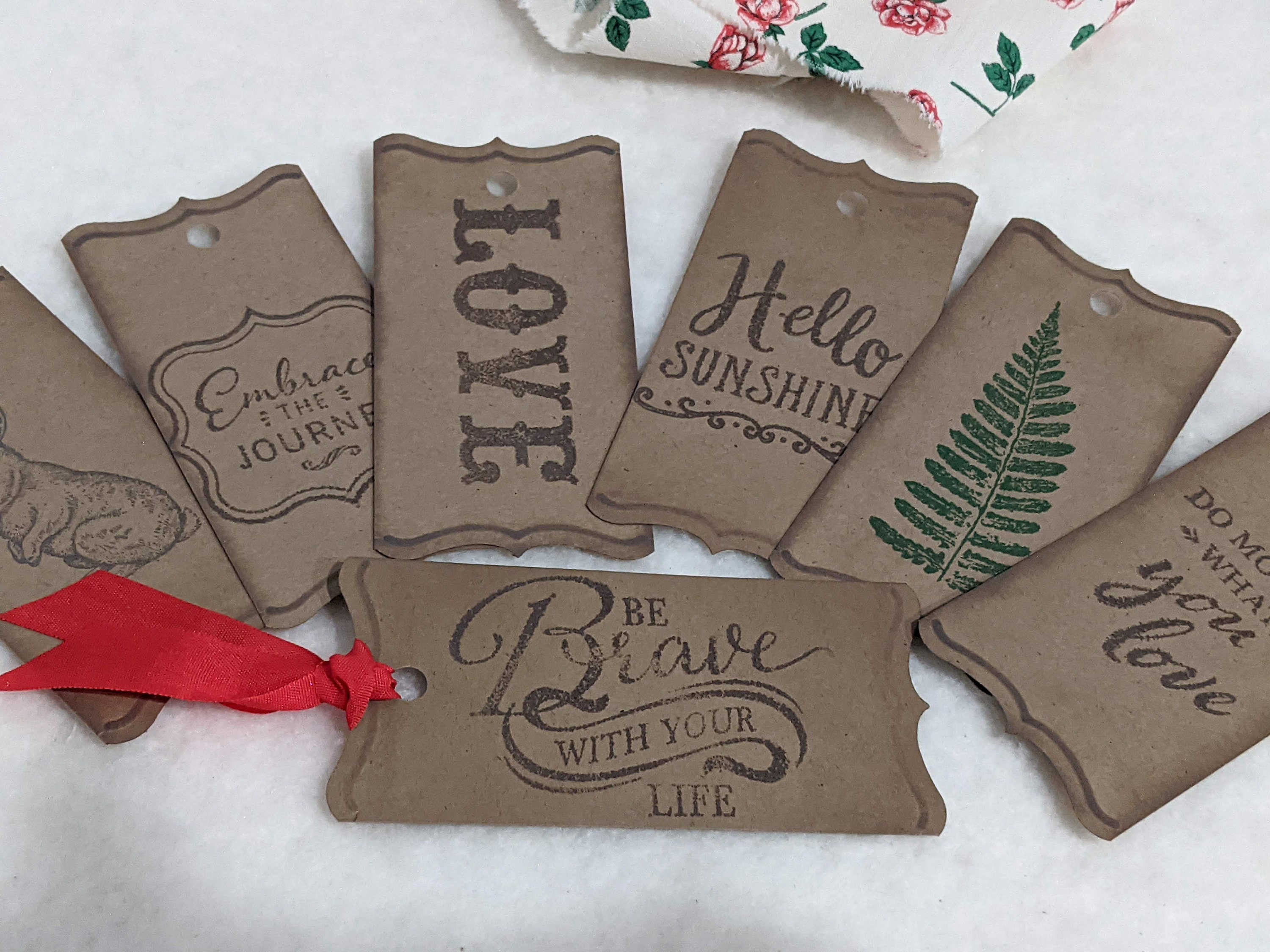 Hand Torn Fabric Strips on Hand Stamped Tag for Junk Journals Collage ...