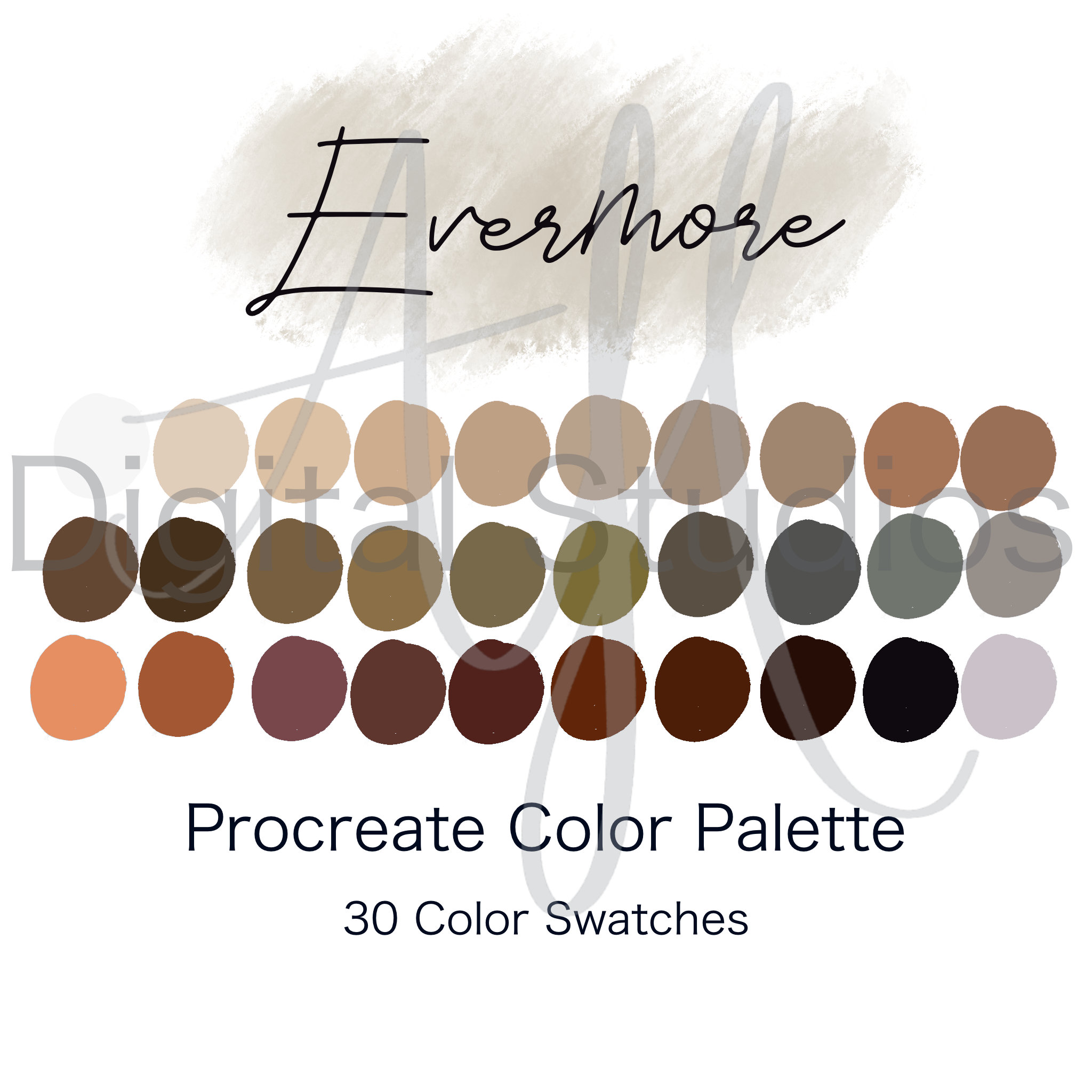 Evermore Procreate Color Palette, Inspired by Taylor Swift - Etsy