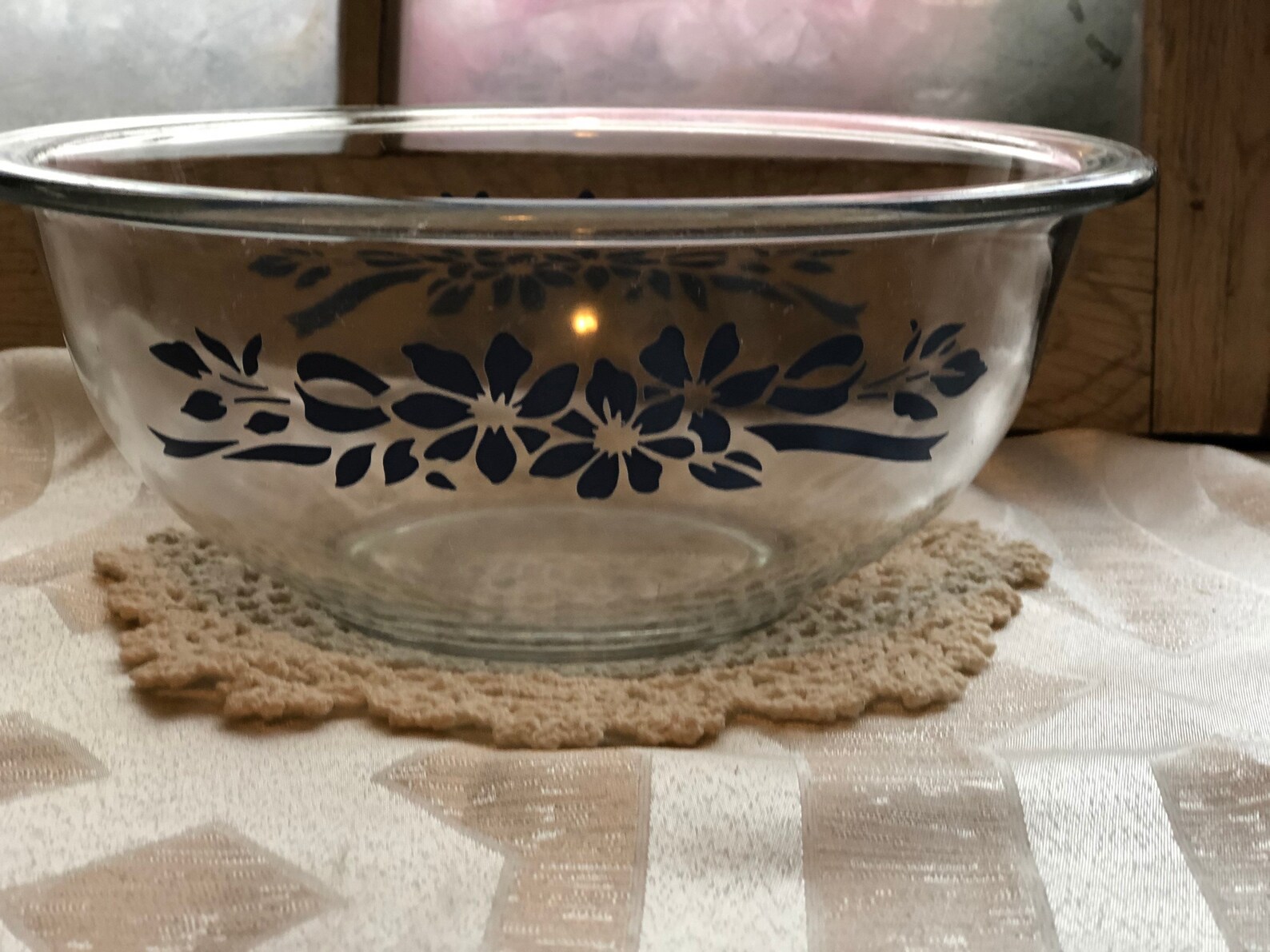 Pyrex Vintage Blue Flowers and Ribbon | Etsy