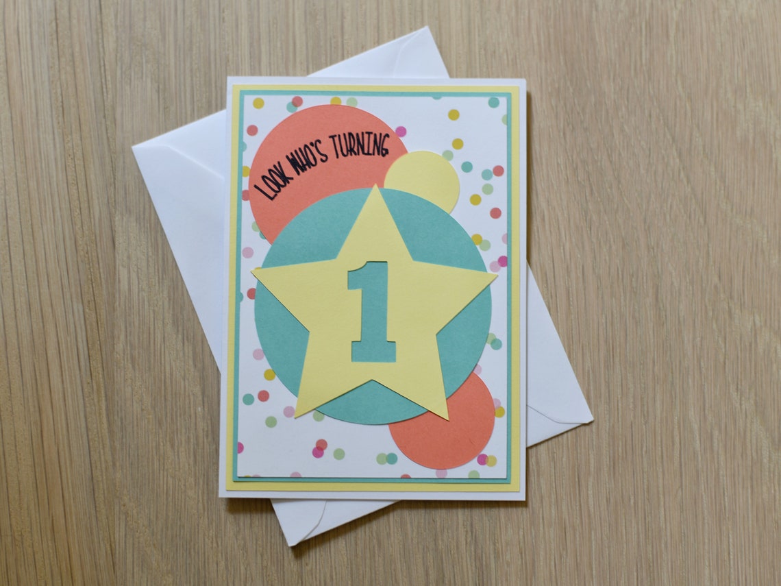 Birthday Card One Year Birthday Card Look Who's - Etsy