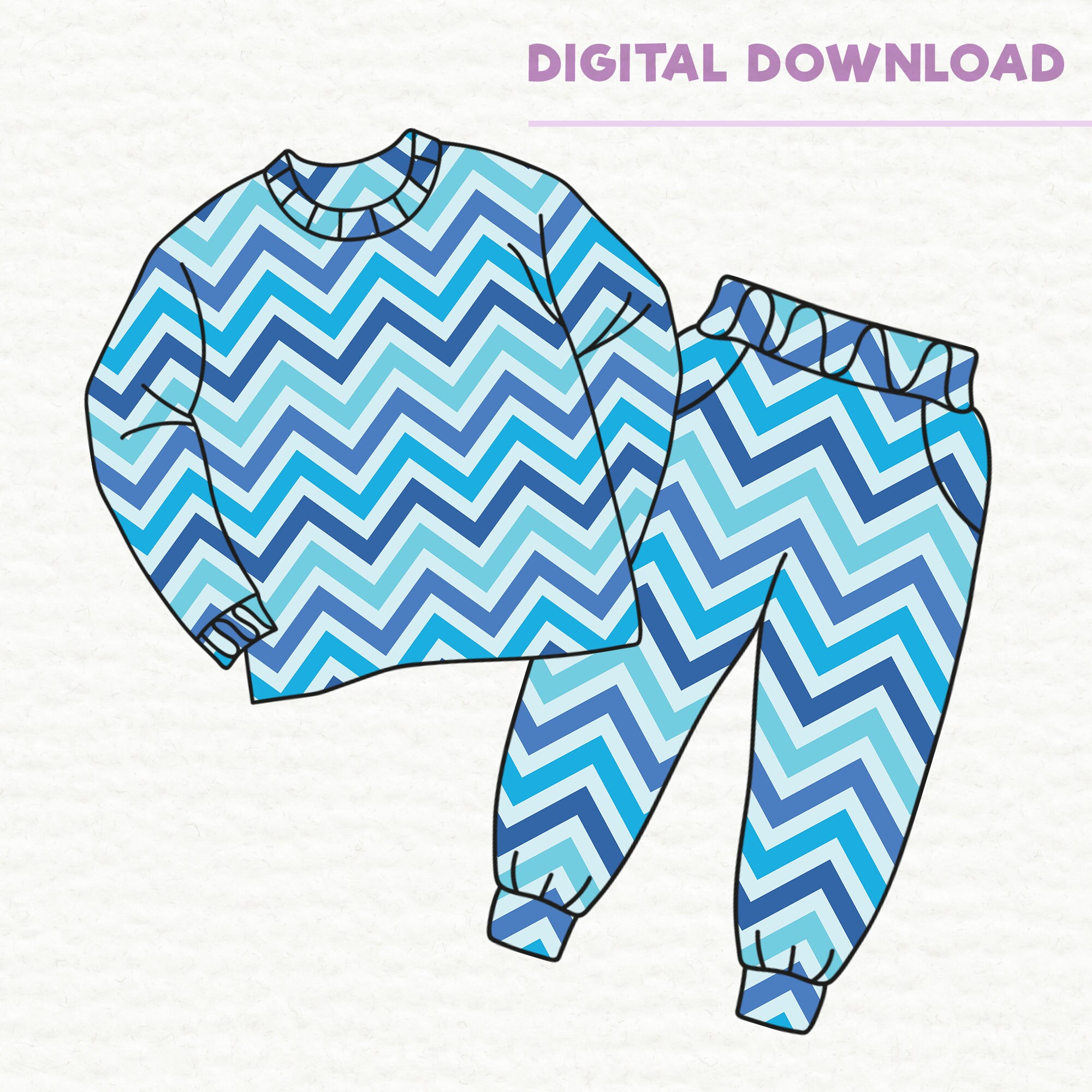 Blue Lined Pattern, Zig Zag Pattern, Cool Color, Seamless Repeat ...