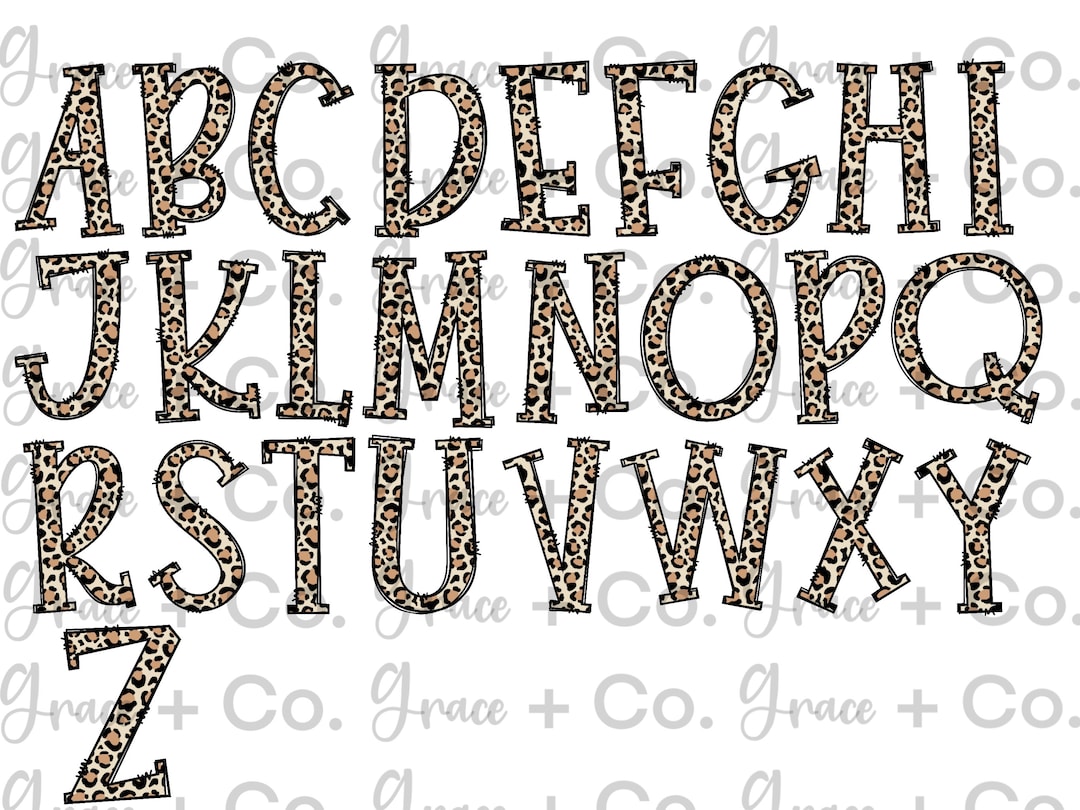 Leopard Print Doodle Alphabet PNG Printable Artwork Sublimation Design ...
