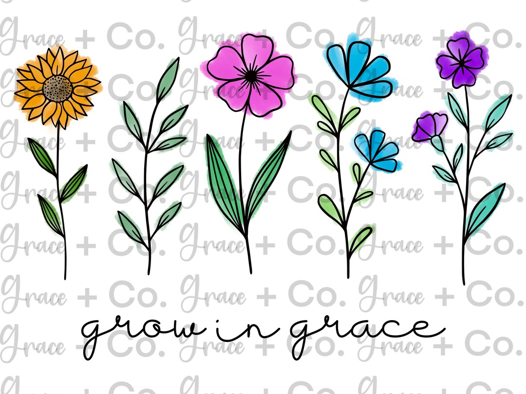 Grow in Grace Watercolor Sublimation Design Printable Png Jpeg Pdf - Etsy