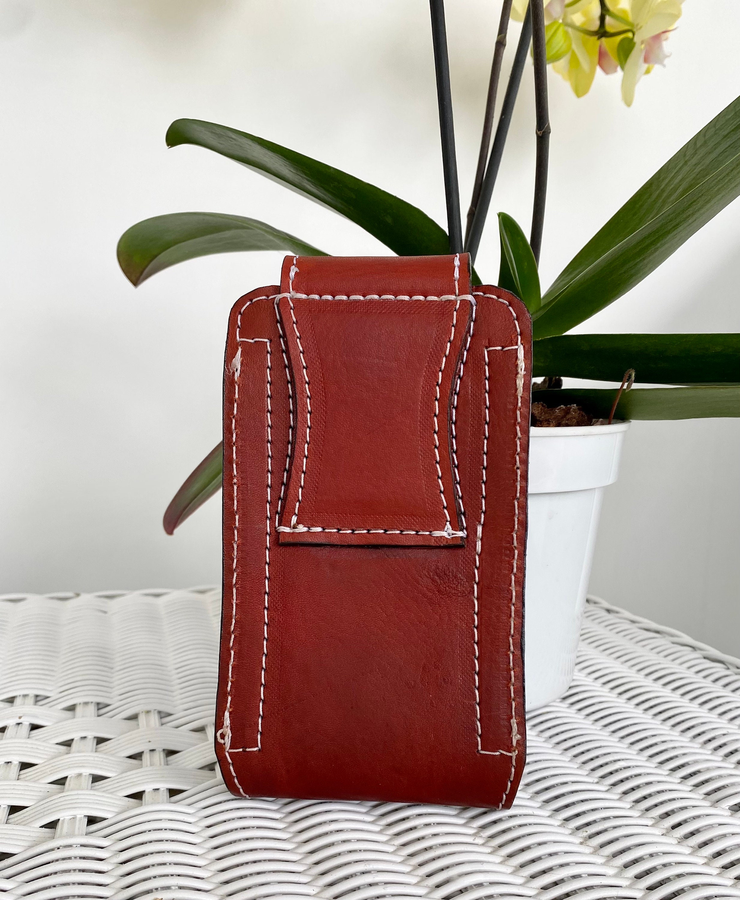 Handmade Leather Cell Phone Holster With Design by Marancu, Natural ...