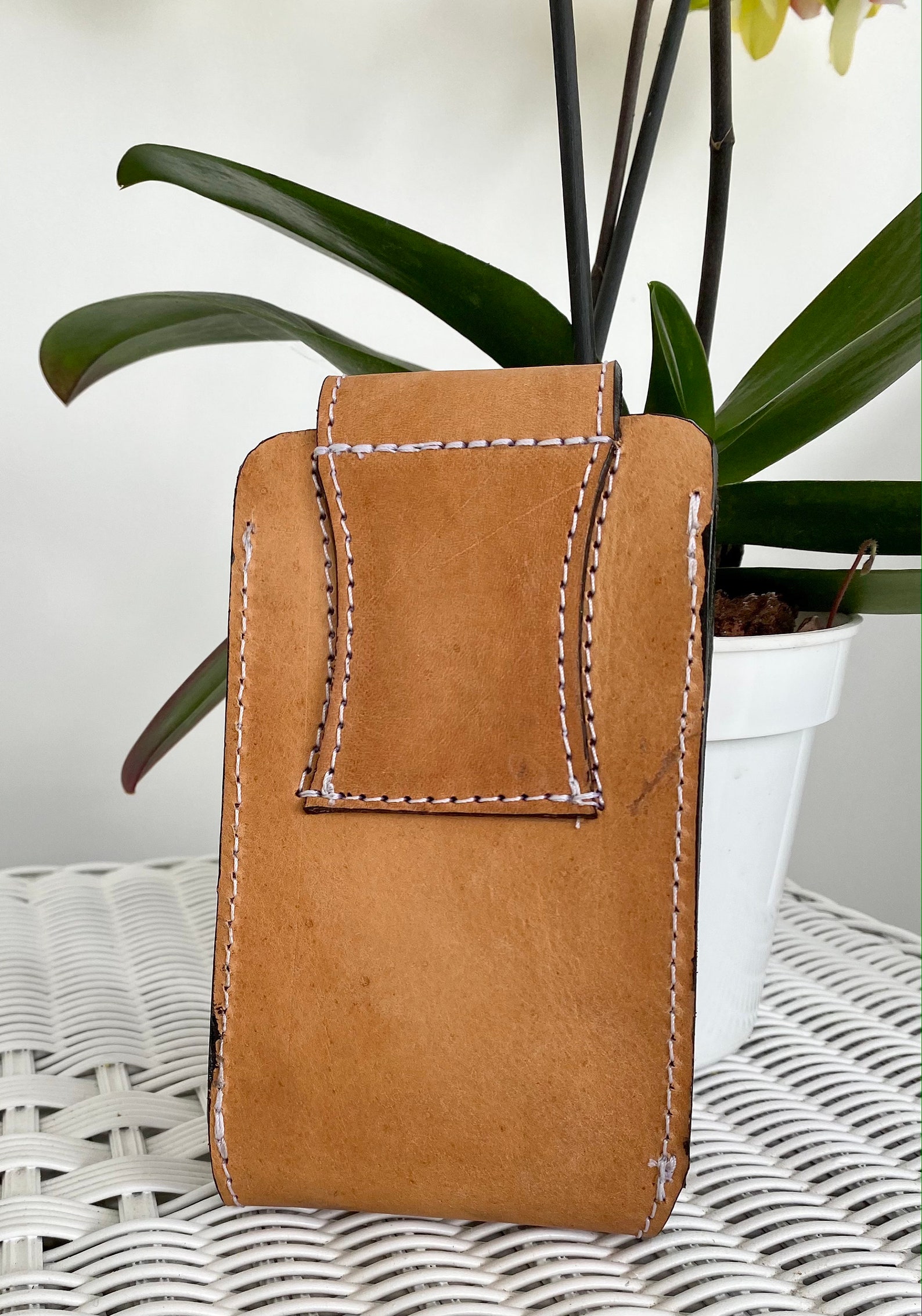 Handmade Leather Cell Phone Holster With Design by Marancu, Natural ...