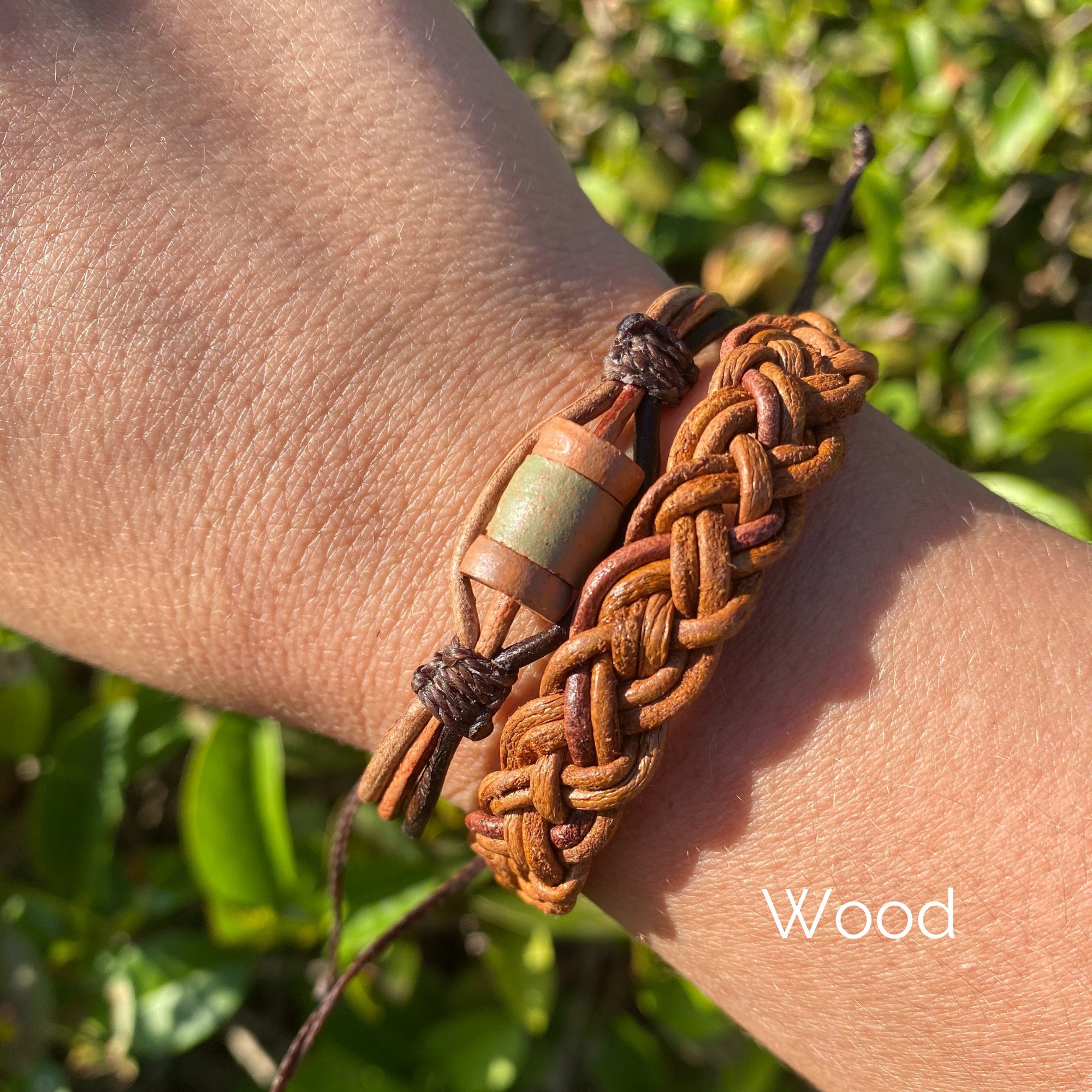 Adjustable Stacked 2 Piece Leather Bracelet: Brown Series - Etsy