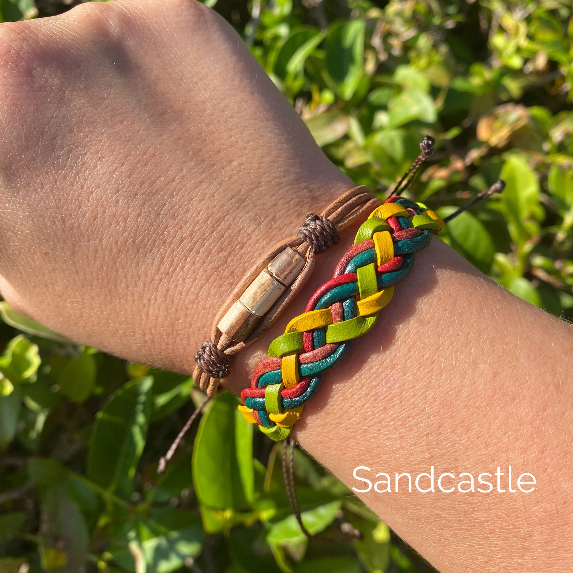 Adjustable Stacked 2 Piece Leather Bracelet: Brown Series - Etsy