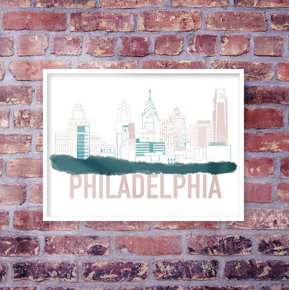 Philadelphia Skyline Philly Print Downtown Cityscape | Etsy