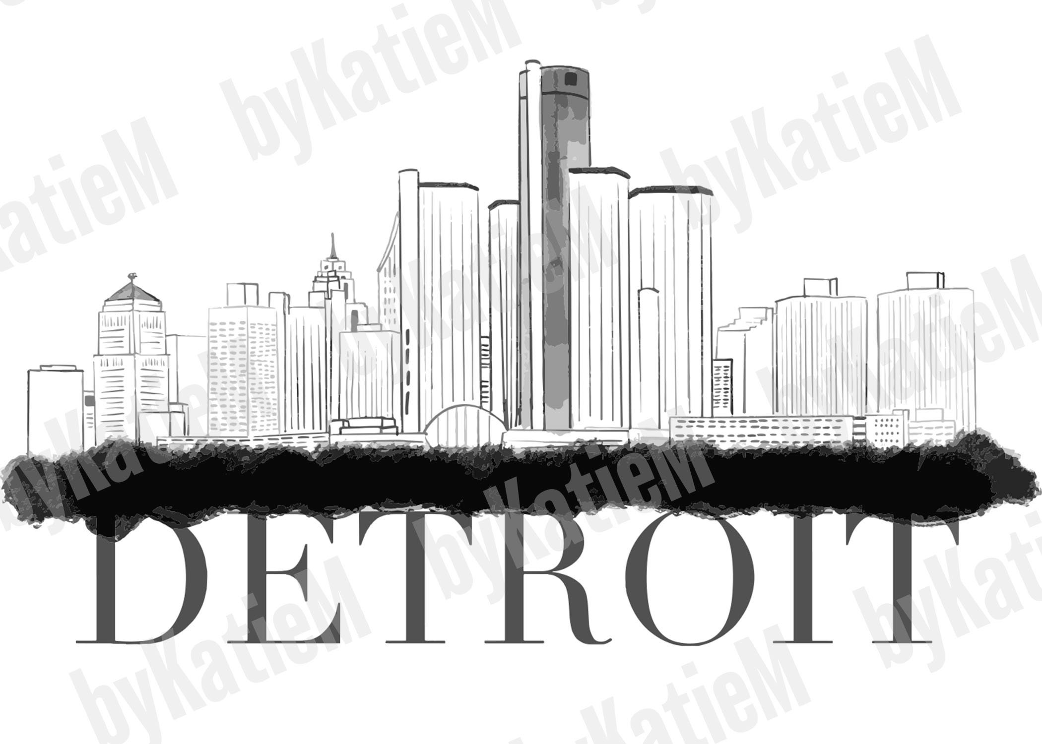 Detroit Skyline, Detroit Print, Downtown, Cityscape, Reisegeschenk ...