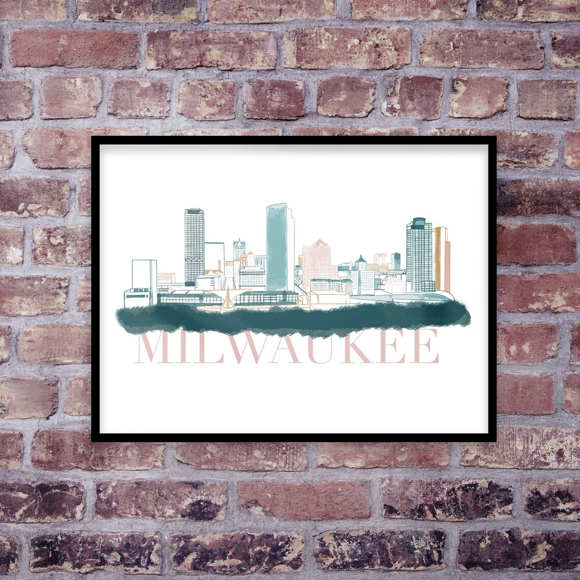 Milwaukee, Wisconsin Skyline, Milwaukee Print, Downtown, Cityscape ...