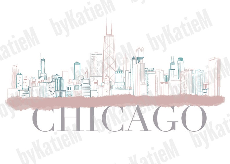 Chicago Skyline, Chicago Print, Downtown, Cityscape, Travel Gift, Home ...