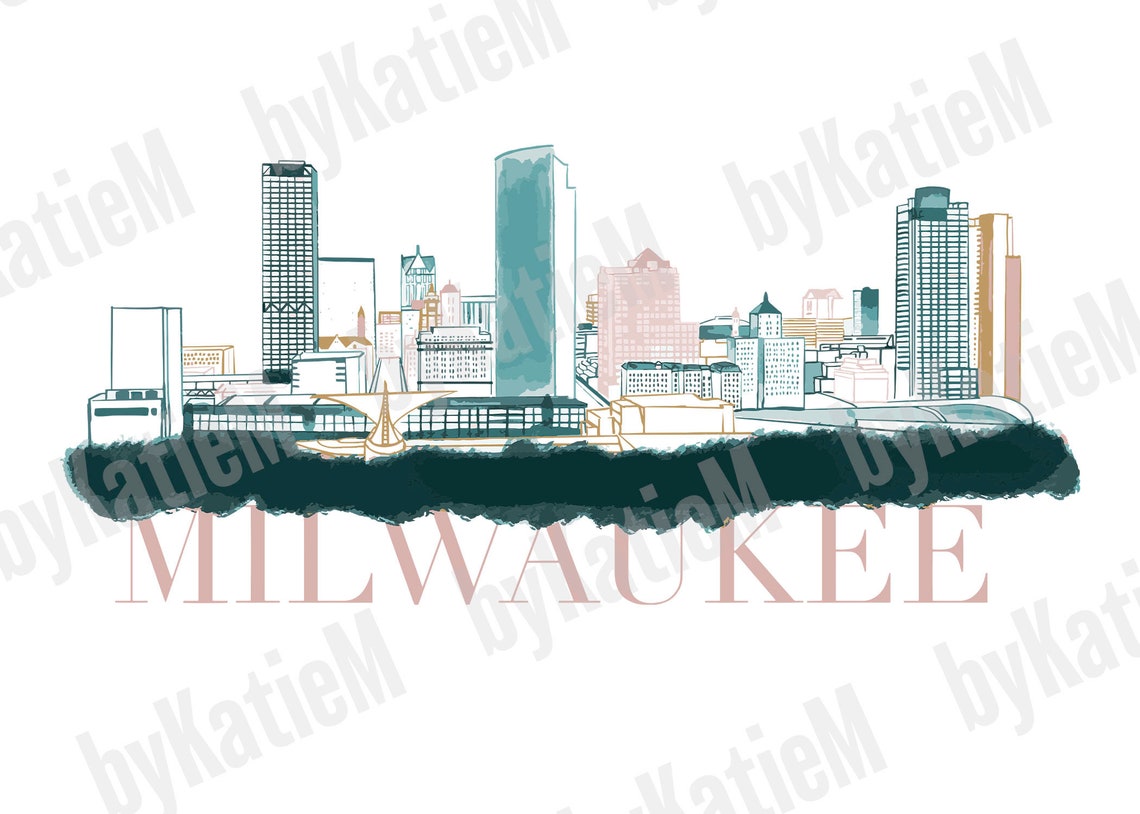 Milwaukee, Wisconsin Skyline, Milwaukee Print, Downtown, Cityscape ...
