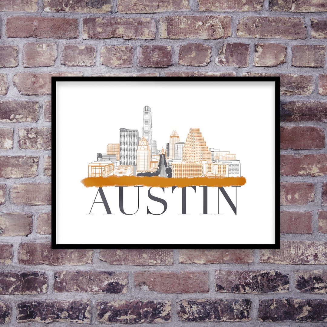 Austin, Texas Skyline, Austin Print, Downtown, Cityscape, Travel Gift ...