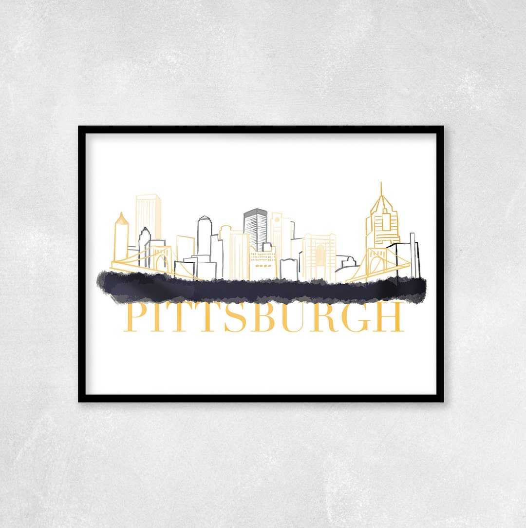 Pittsburgh Skyline, Pittsburgh Print, Downtown, Cityscape, Travel Gift ...