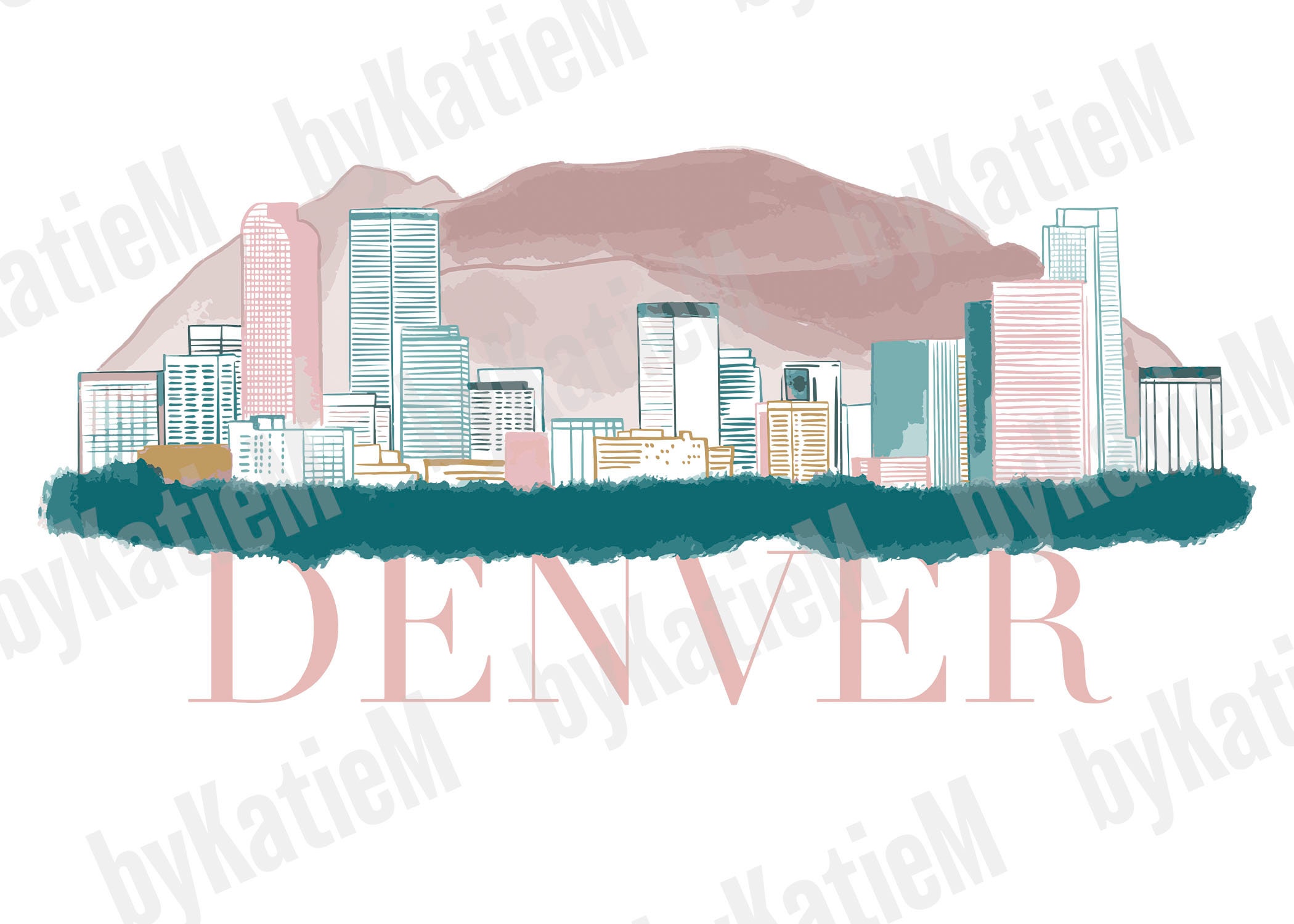 Denver, Colorado Skyline, Denver Print, Downtown, Cityscape ...