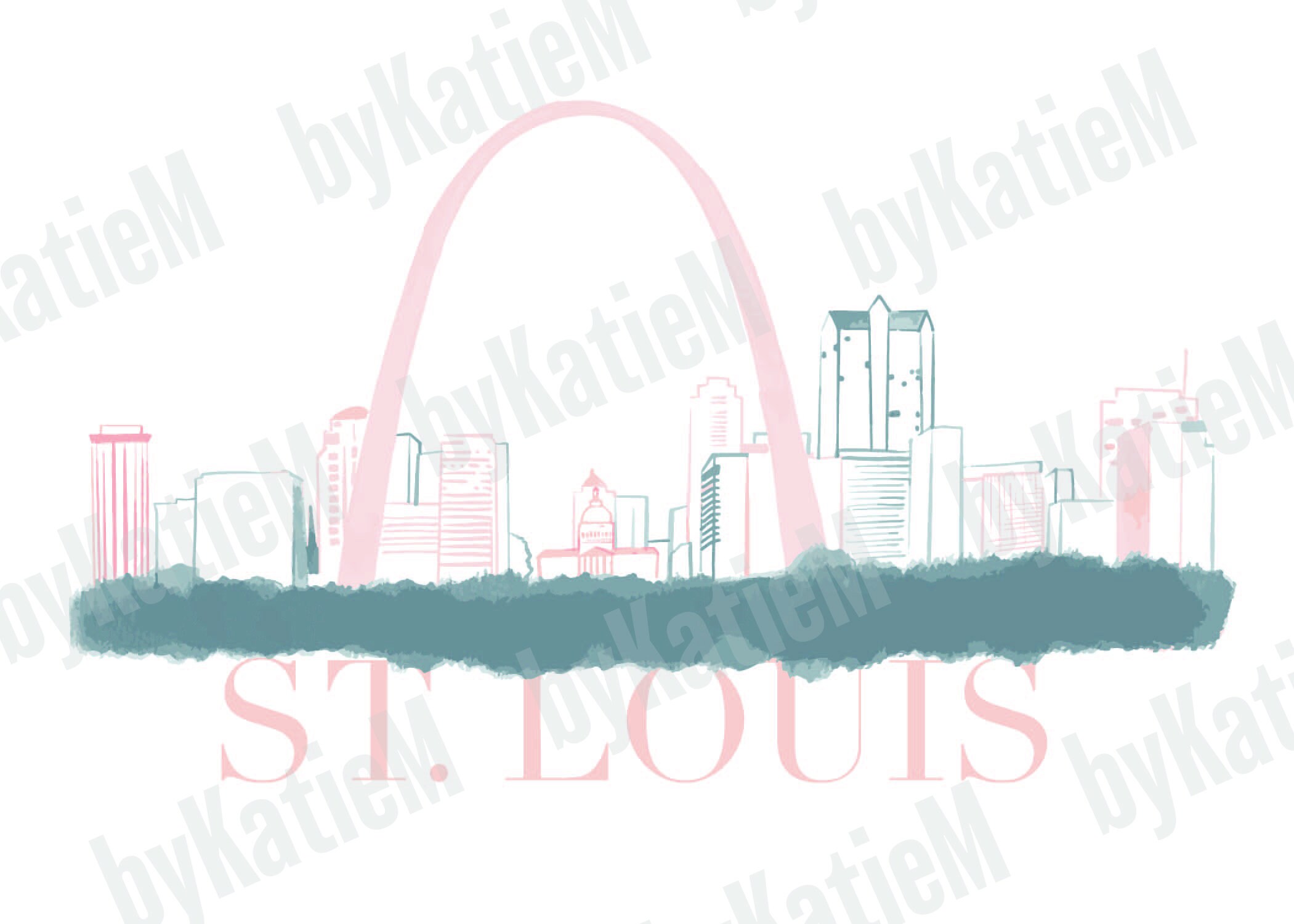 St. Louis, Missouri Skyline, Saint Louis Print, Downtown, Cityscape ...