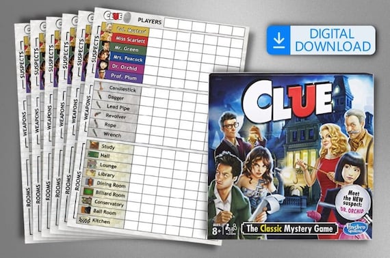 Clue Board Game Cards