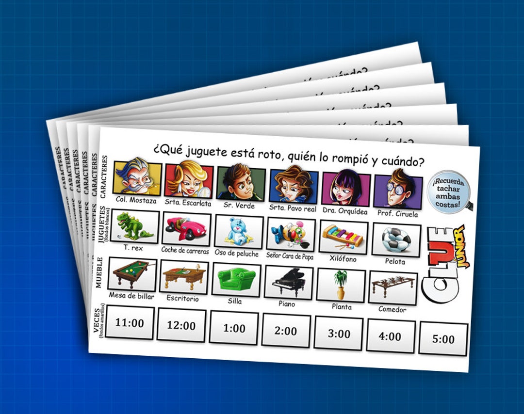 Tarjetas De Puntuación Imprimibles De Color Clue Jr. El Caso Del ...