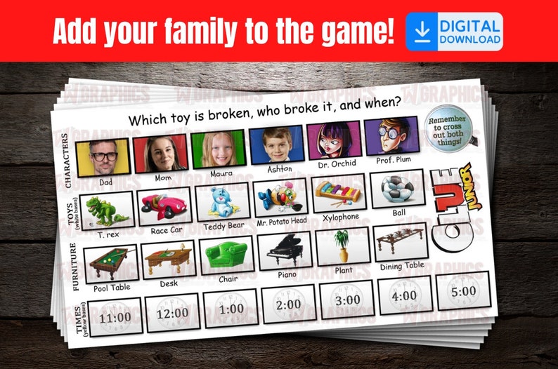 Customized Clue Jr. Scoring Cards - Etsy