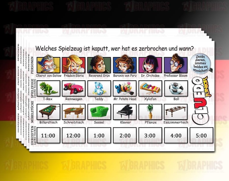 Druckbare Color Clue Jr. Wertungskarten Für Den Fall Des Kaputten ...