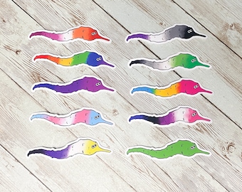 LGBTQ Pride Worm on A String Stickers 3.5 Bisexual Trans - Etsy
