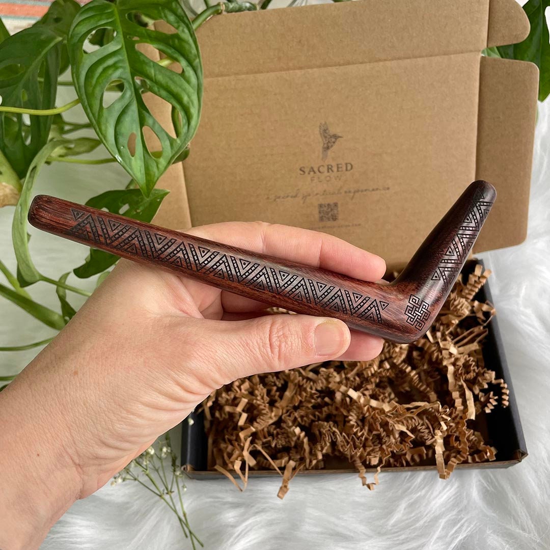 Tribal Tepi Pipe for Hapé Snuff, Tamarindo Wood Tepi Pipe, Shamanic ...