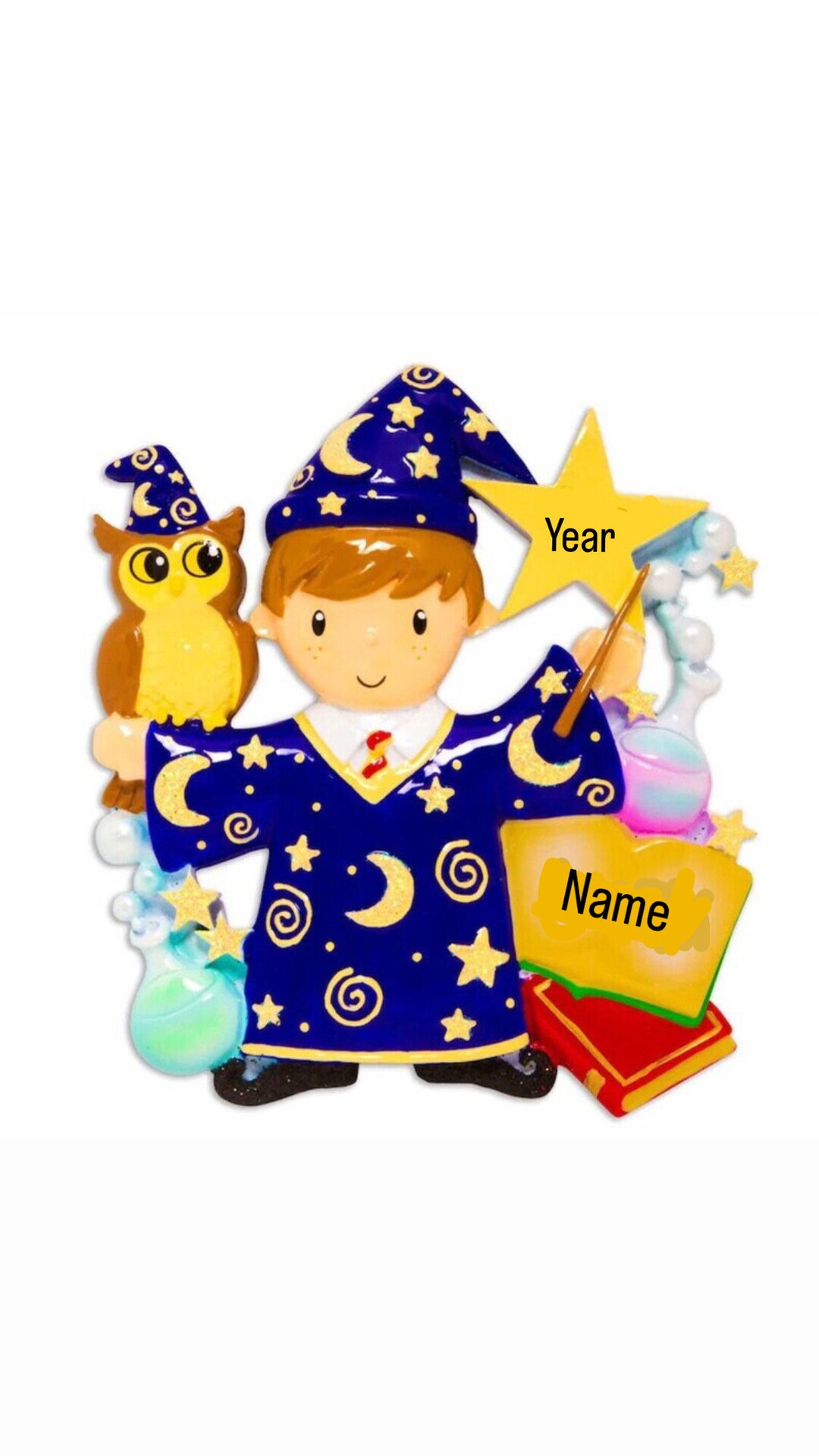 Boys Wizard Christmas Ornament, Custom Student Ornament, Kindergarten ...