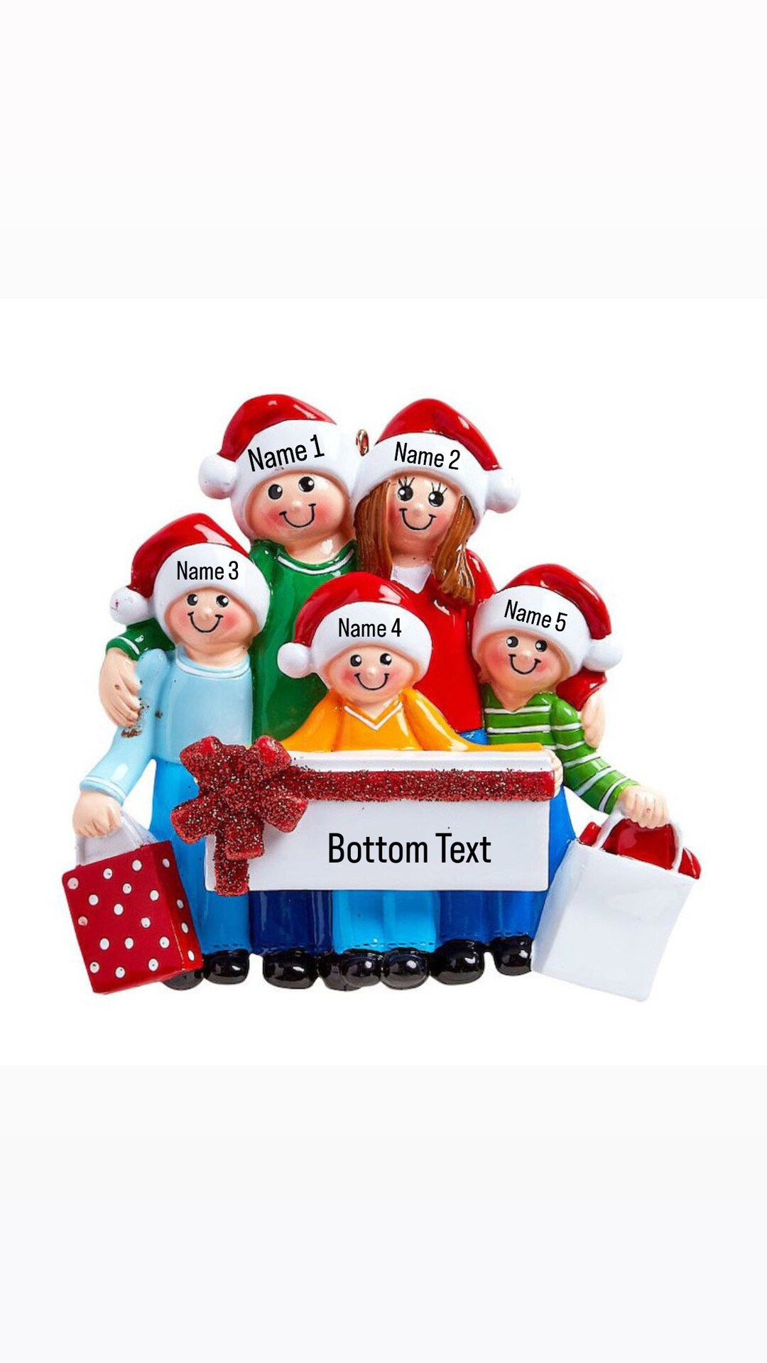 Personalized Family of 5 Christmas Ornament | Custom Holiday Keepsake ...
