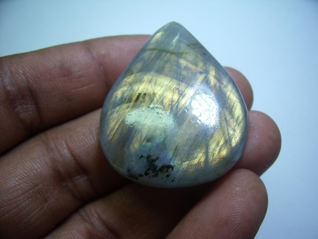 42x32mm Pear Likable Golden Flashy Natural Labradorite Cabochon, Golden ...
