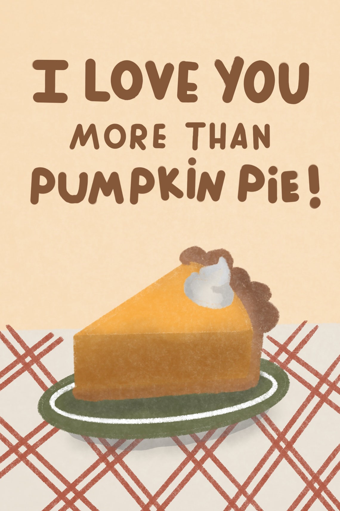 I Love You More Than Pumpkin Pie Postcard Pie Postcard - Etsy