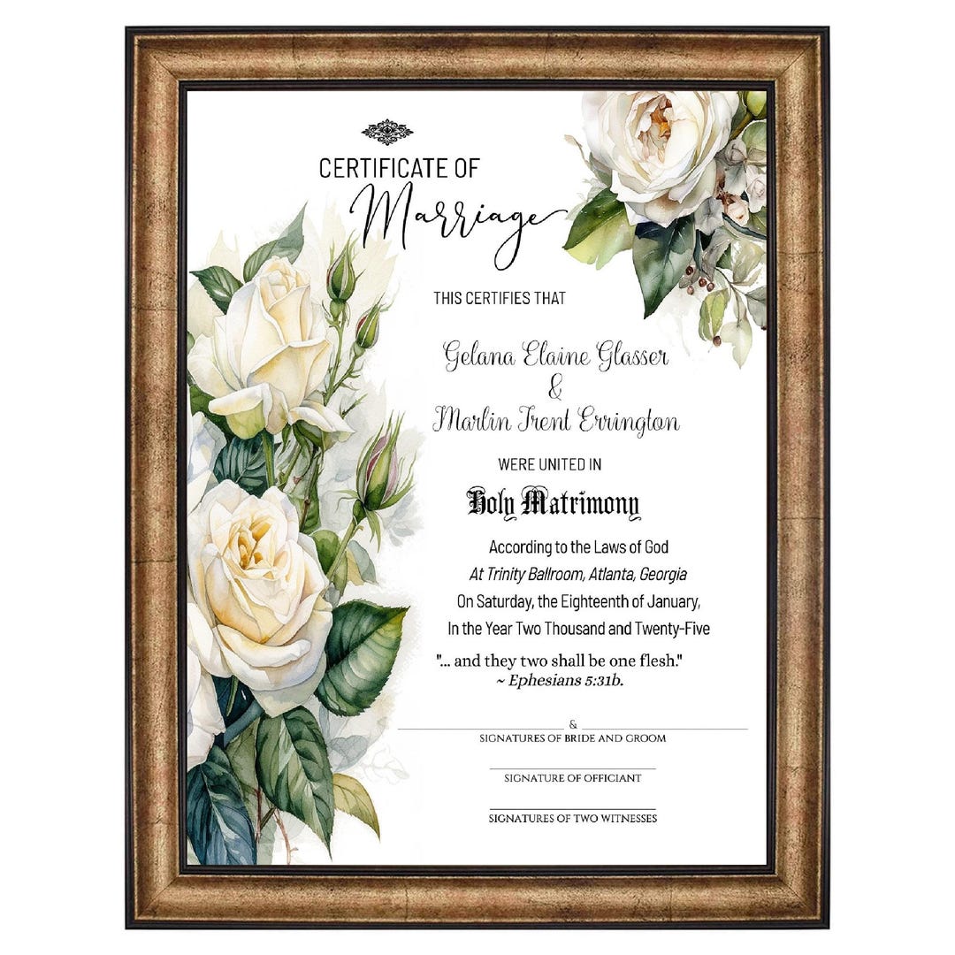 Editable Printable Our Love is Pure Certificate of Marriage 8x10/easy ...