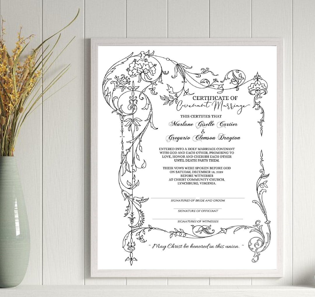 Christ is the Cornerstone Certificate of Covenant Marriage Template 8 ...