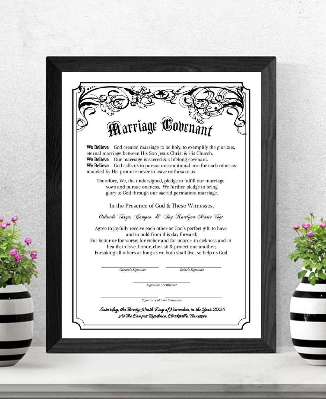Marriage Covenant Certificate Template (corjl Edit, 8.5x11 Digital ...