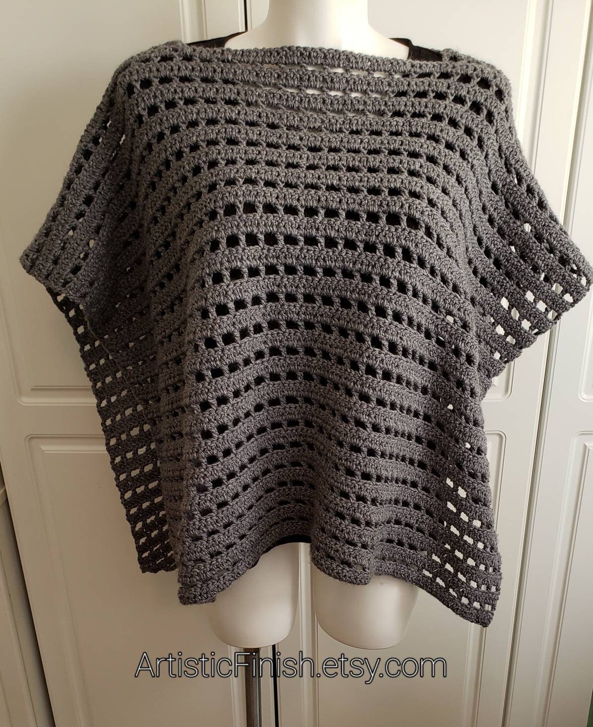 Gray Poncho - Etsy