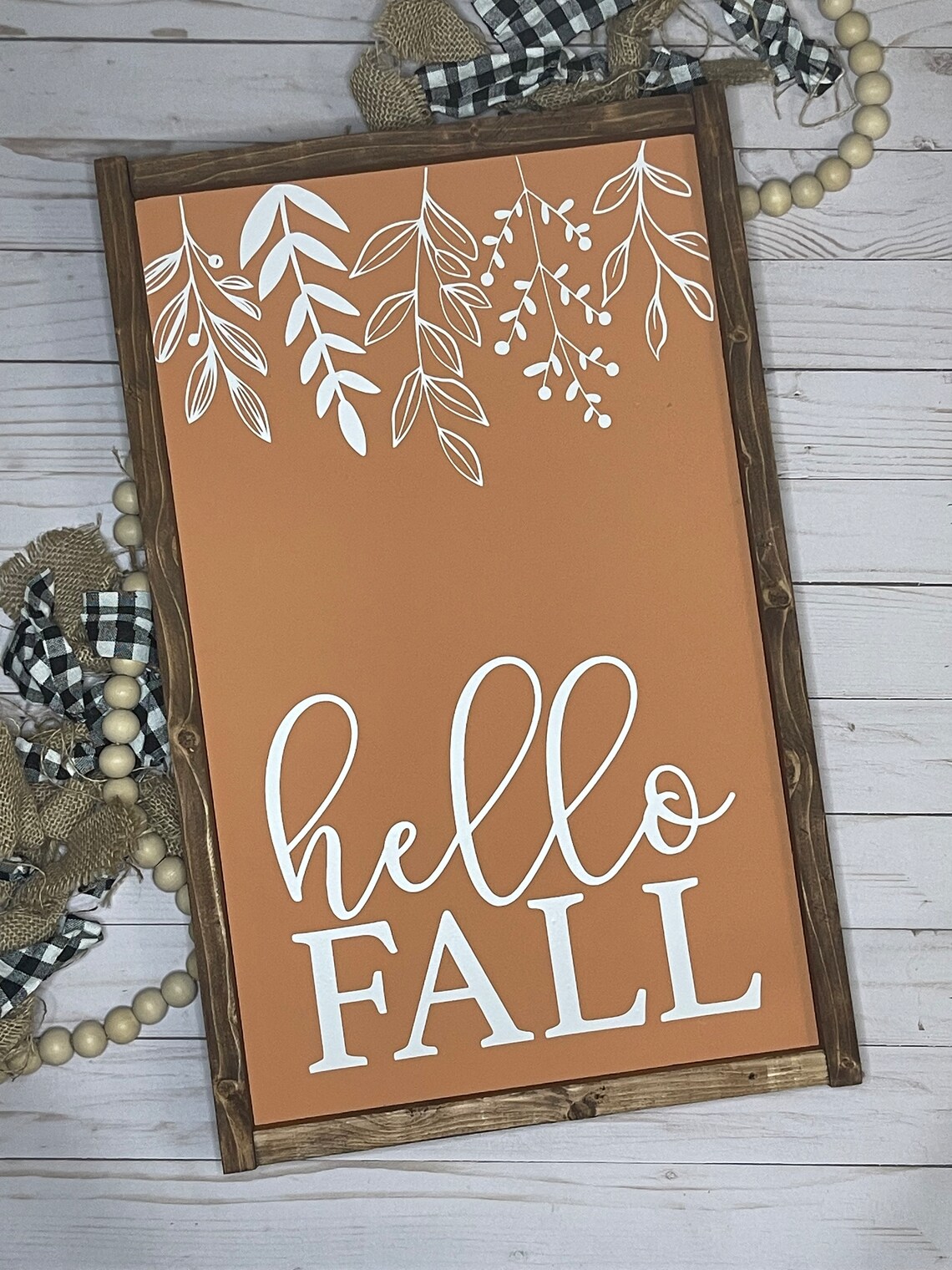 Hello Fall Framed Wood Sign - Etsy